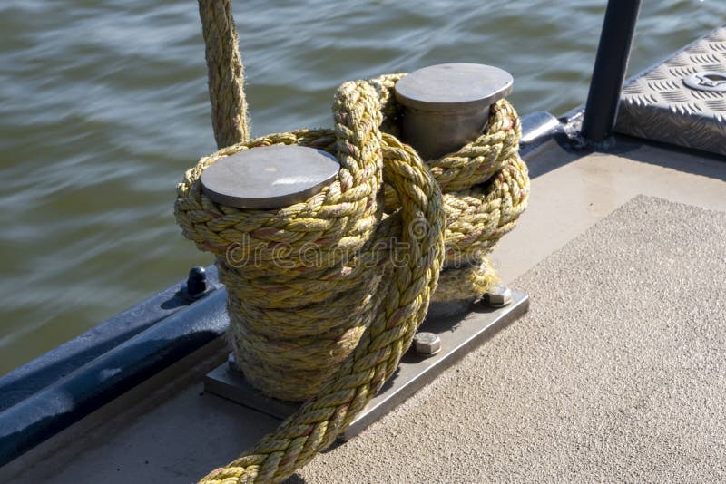 Iron Bollard with Ship Ropes Stock Image - Image of line, boat: 180076441