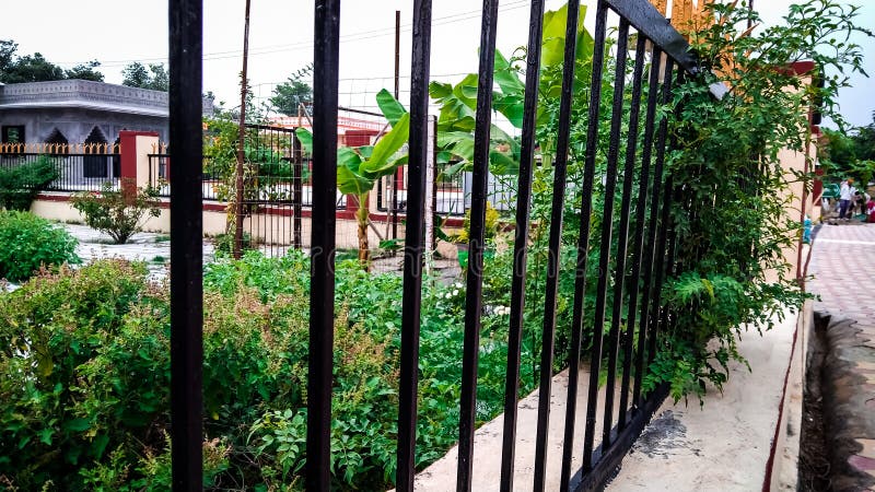 Iron Boundary Wall Railing Around the Garden Stock Photo - Image of ...