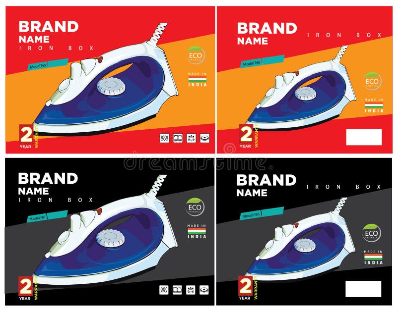 Iron Box Package Design Label Box for Cover Stock Vector - Illustration ...