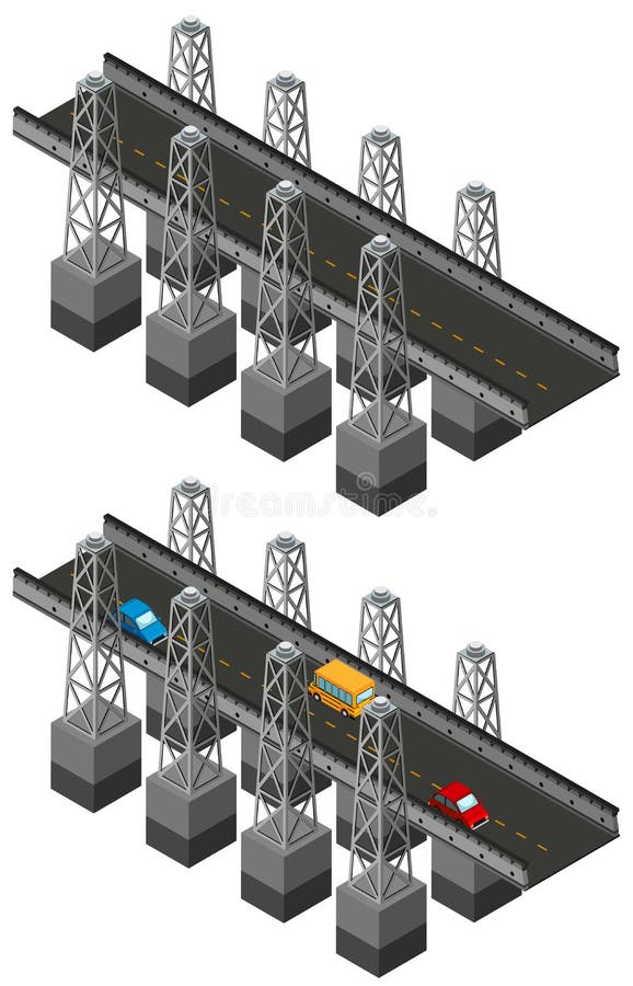 Iron bridge with cars stock vector. Illustration of overpass - 93093123