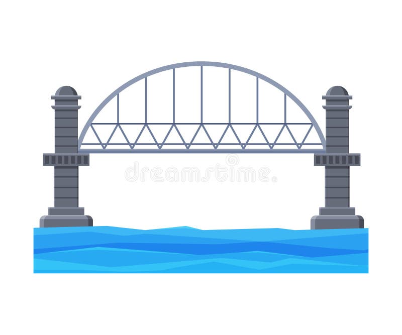 Iron Bridge with Concrete Pillars, Architectural Design Element, Bridge ...