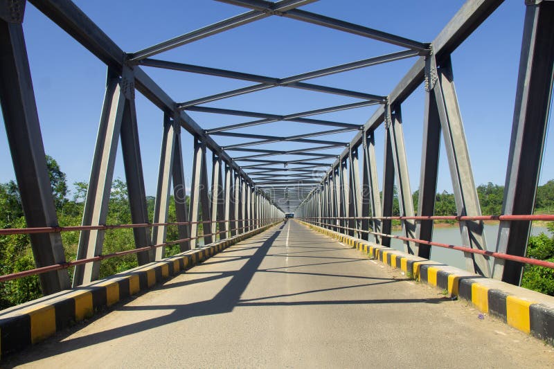 Iron Bridge Corridor Architecture with Empty Highway Stock Image ...