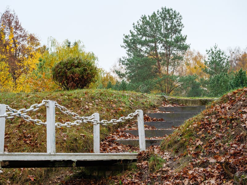 Iron Bridge with Handrails Made of Chains To the Steps Stock Image ...