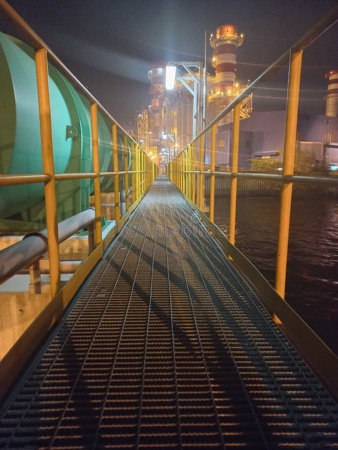 Iron Bridge of Power Plant Above River Stock Photo - Image of energy ...