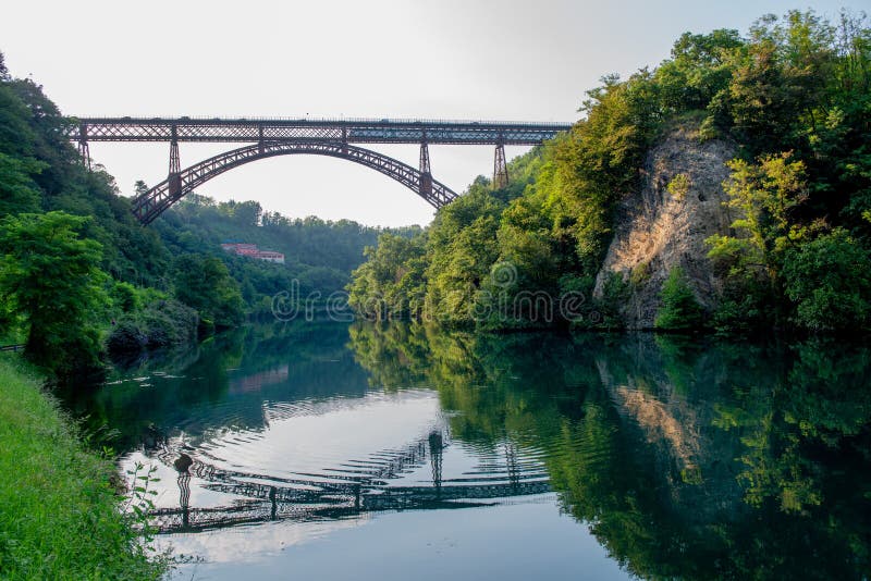 Paderno d`adda bridge stock photo. Image of vintage - 122290138