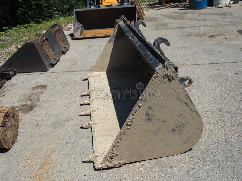 An Iron Bucket from a Tractor Stands on Street Stock Photo - Image of ...