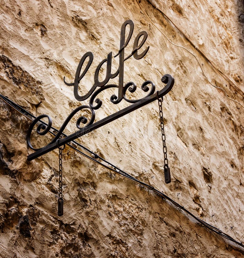Iron Cafe Sign stock image. Image of vintage, cafe, rusty - 85041889