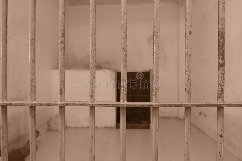 Iron Cage and Unsightly View of the Prison. Stock Image - Image of view ...