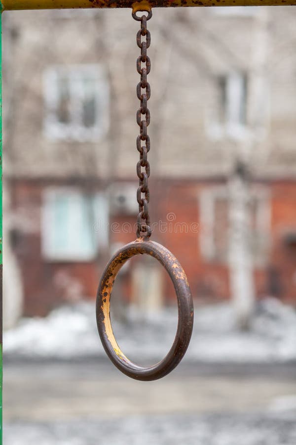 An Iron Chain with Grey and Semi-trusted Oval Rings and a Background ...