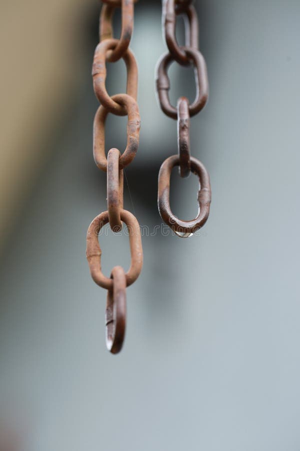 Iron Chains Hanging with Blurred Background Stock Photo - Image of ...