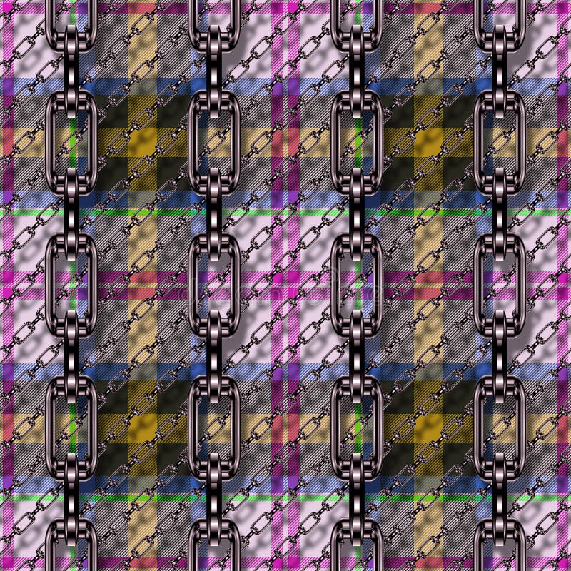 Iron Chains with Tartan Seamless Texture Stock Illustration ...