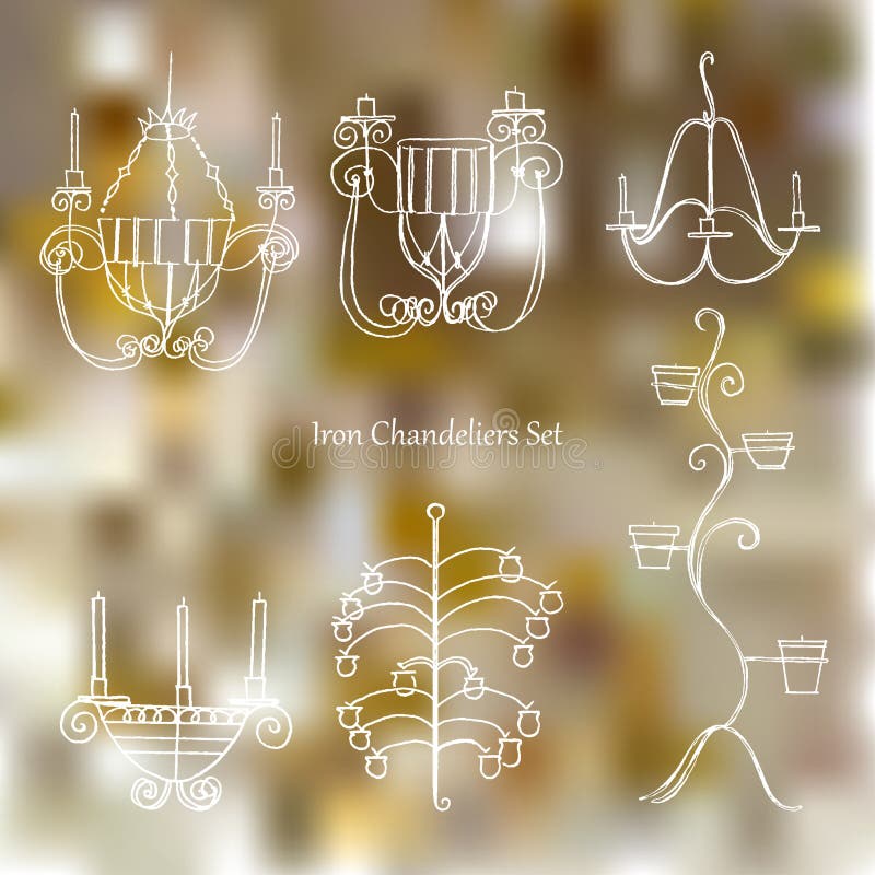 Iron chandeliers set stock vector. Illustration of iron - 54038321 Iron chandeliers set stock vector. Illustration of iron - 54038321