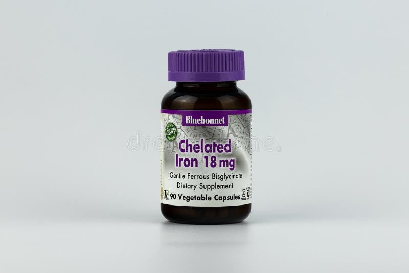 Iron (chelated Iron) Caspsules Editorial. Dietary Supplement in the Jar ...