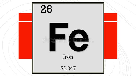 Iron Chemical Element Symbol on Square Red Background Stock ...