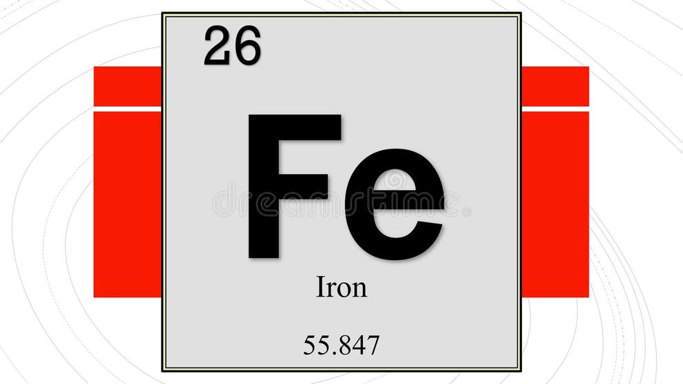 Iron Chemical Element Symbol on Square Red Background Stock ...
