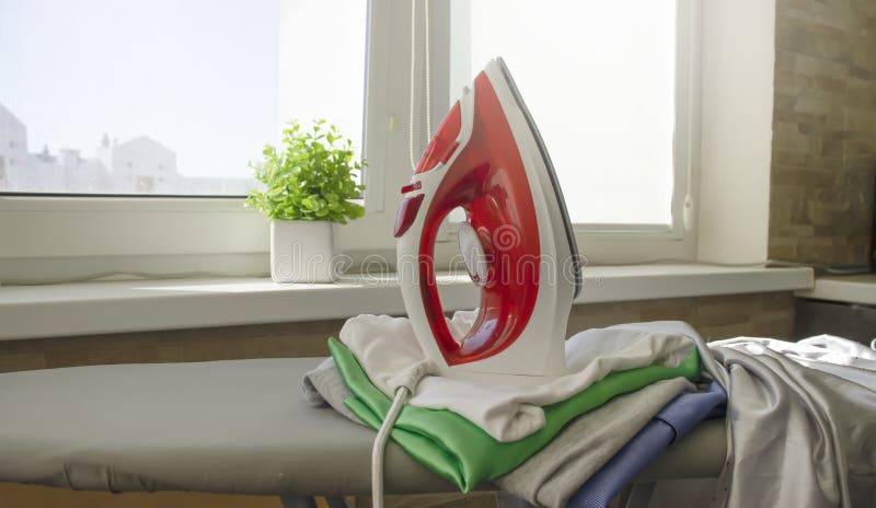 Iron, Clean Clothes in the Room Tool Modern Stock Photo - Image of ...