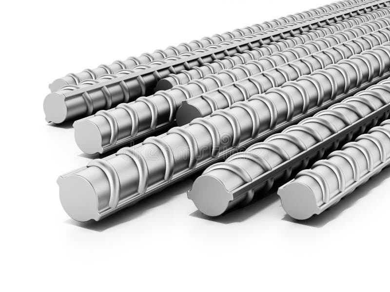 Iron Construction Bars Isolated on White Background. 3D Illustration ...