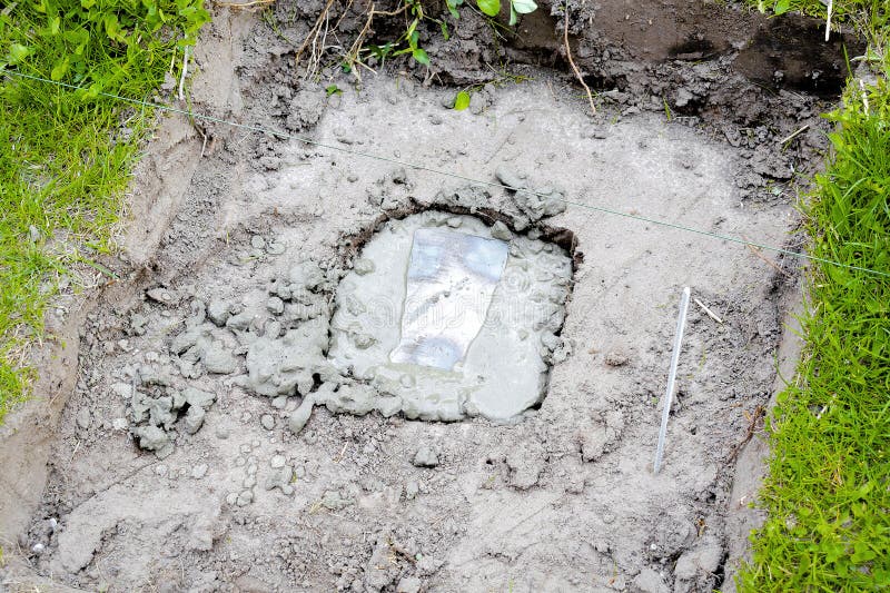 Iron Construction in Cement Solution, Slurry, Concrete Mortar in Ground ...