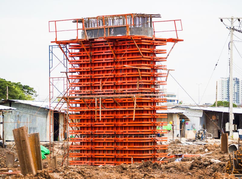 Iron Construction To Construct Concrete Pole Stock Photo - Image of ...