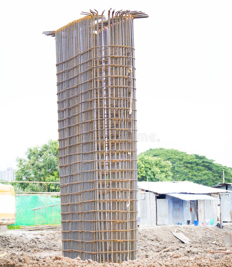 Iron Construction To Construct Concrete Pole Stock Photo - Image of ...