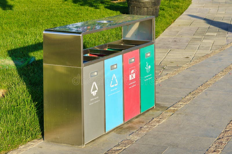 Iron Containers for Separate Waste Collection. Waste Recycling. Stock ...