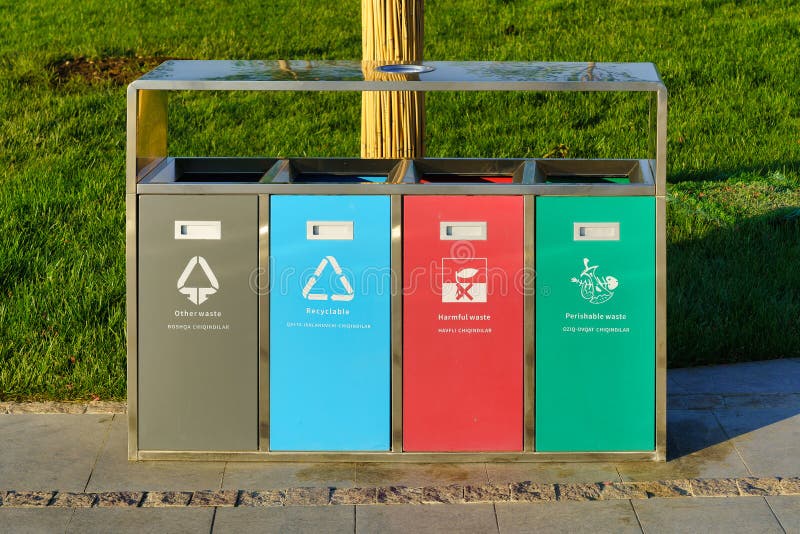 Iron Containers for Separate Waste Collection. Waste Recycling. Stock ...