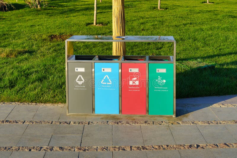 Iron Containers for Separate Waste Collection. Waste Recycling. Stock ...