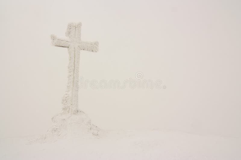 Iron cross covered by ice stock image. Image of snow - 46814723