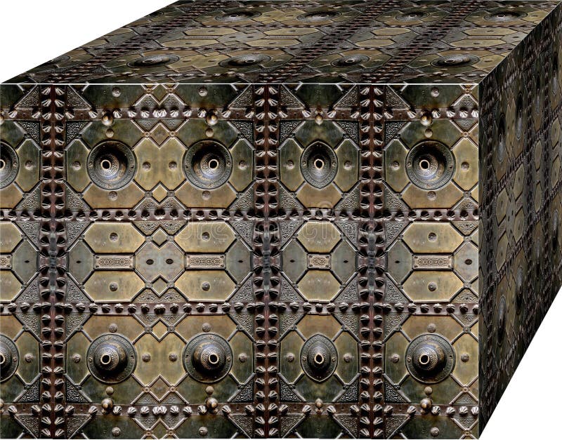 Box Made of Wood and Metal with Pattern and Ornament. Background. 3D ...