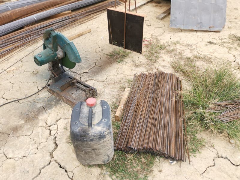 Iron Cutter Machine on the Ground at the Construction Site. Stock Photo ...