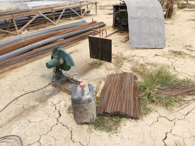 Iron Cutter Machine on the Ground at the Construction Site. Stock Photo ...