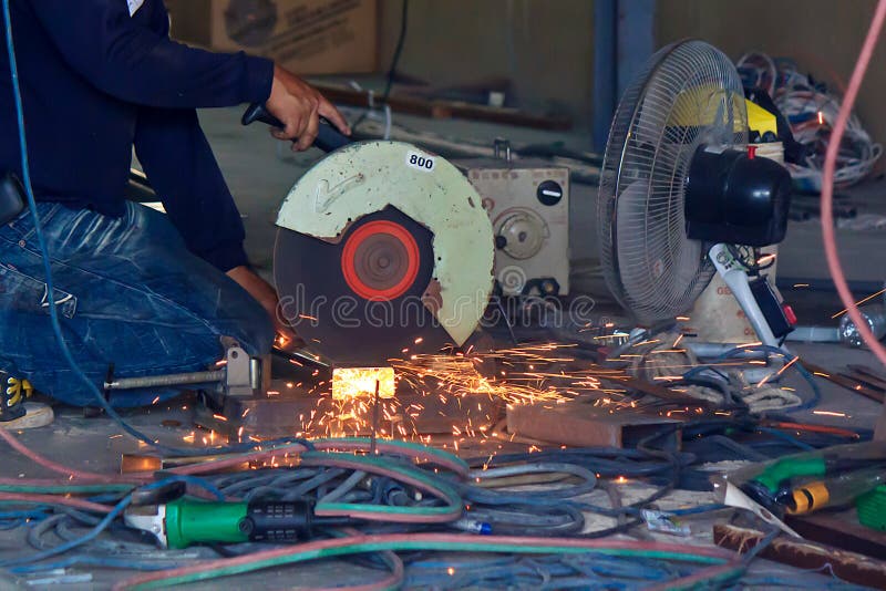 Iron Cutting Machine and Employee Stock Image - Image of iron, metal ...