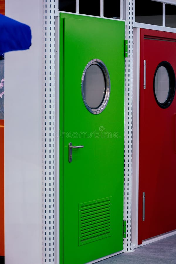 Iron Doors with a Round Observation Window Stock Photo - Image of ...