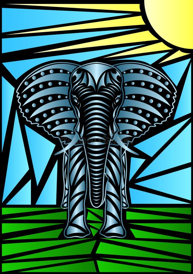 Iron Elephant Mosaic Elements. Stock Vector - Illustration of drawing ...