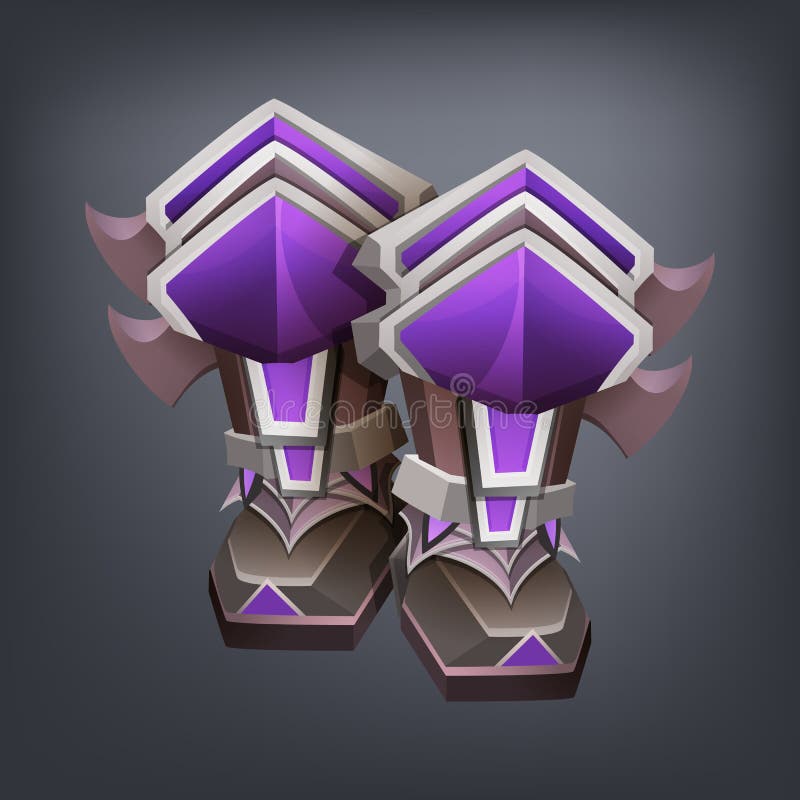 Iron Fantasy Armor Boots for Game or Cards. Stock Vector - Illustration ...