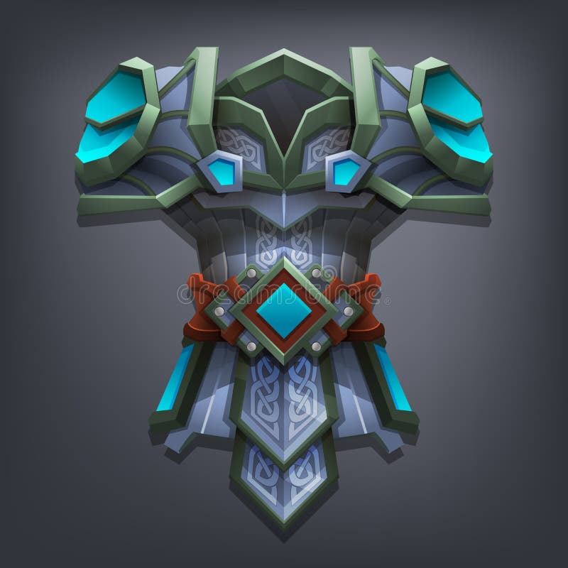 Iron Fantasy Chest Armor for Game or Cards. Stock Vector - Illustration ...