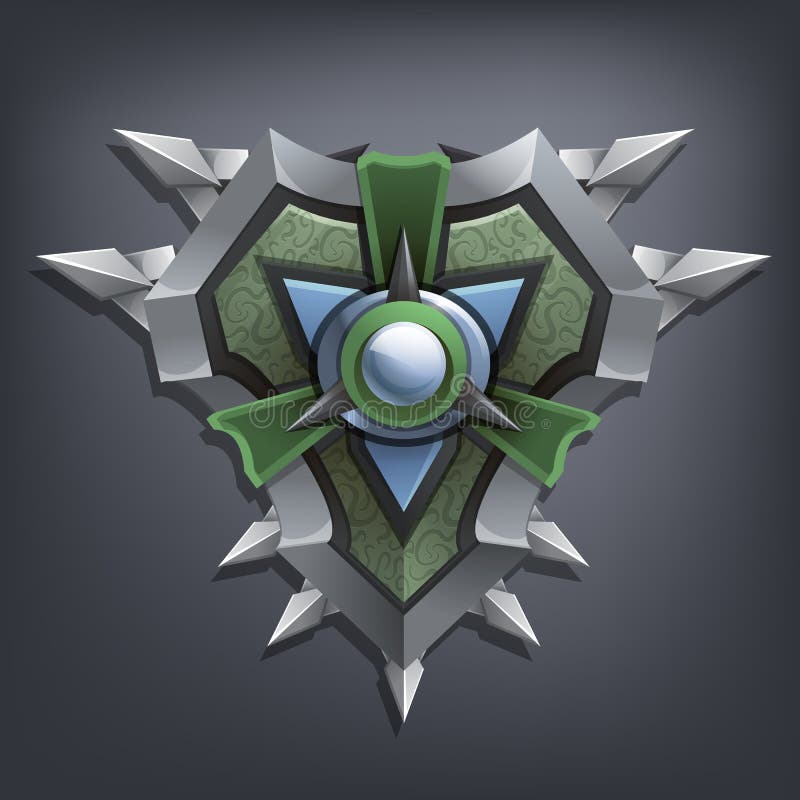 Iron Fantasy Shield for Game or Cards. Stock Vector - Illustration of ...