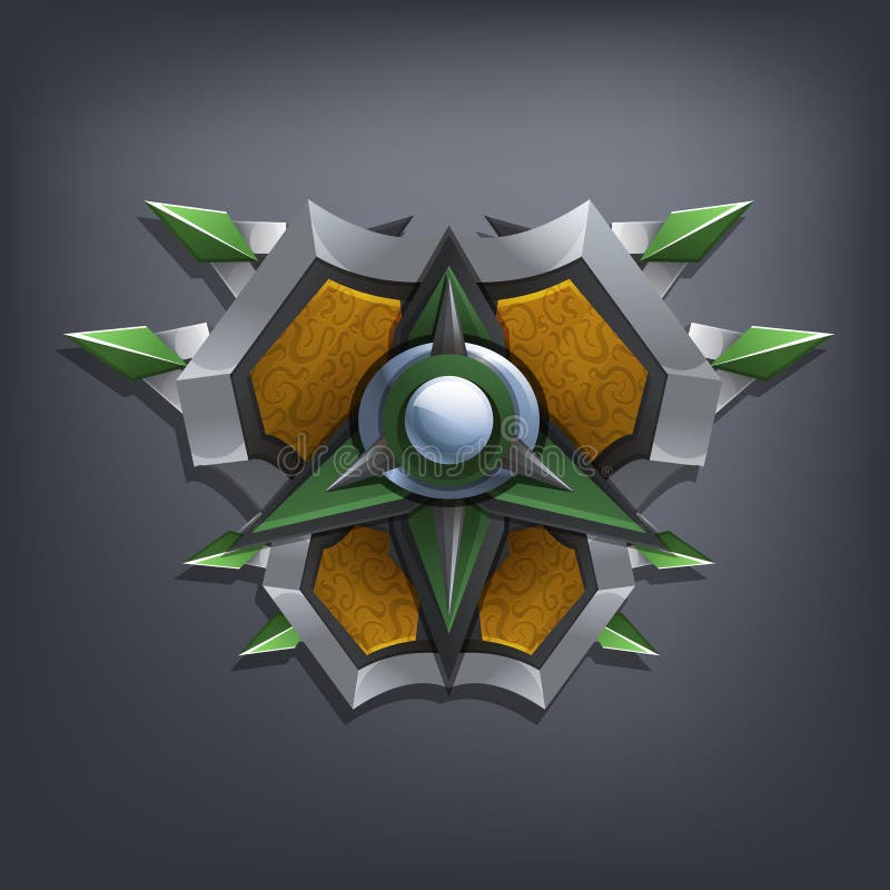 Iron Fantasy Shield For Game Or Cards. Stock Vector - Illustration of ...