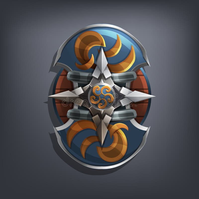 Iron Fantasy Shield for Game or Cards. Stock Vector - Illustration of ...