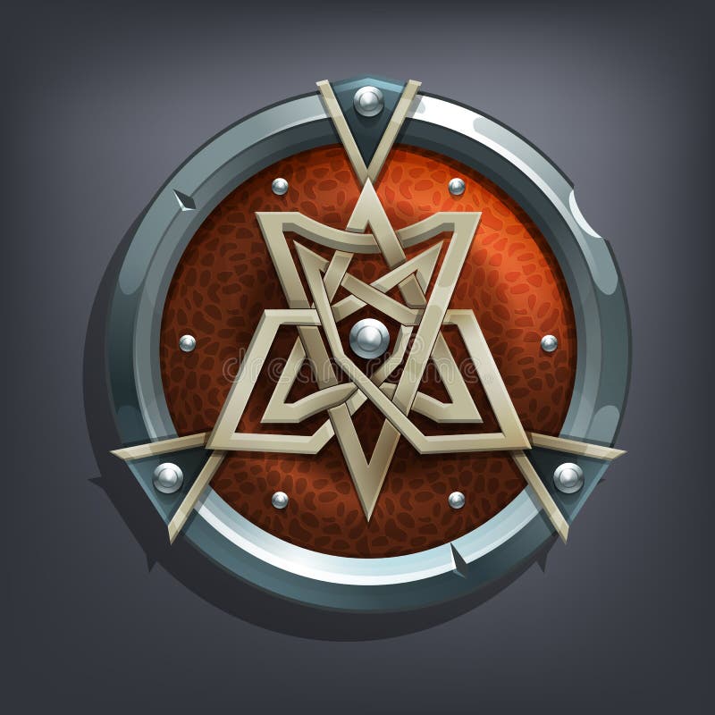 Iron Fantasy Shield for Game or Cards. Stock Vector - Illustration of ...