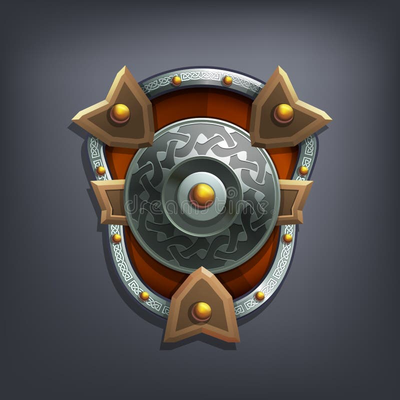 Iron Fantasy Shield for Game or Cards. Stock Vector - Illustration of ...