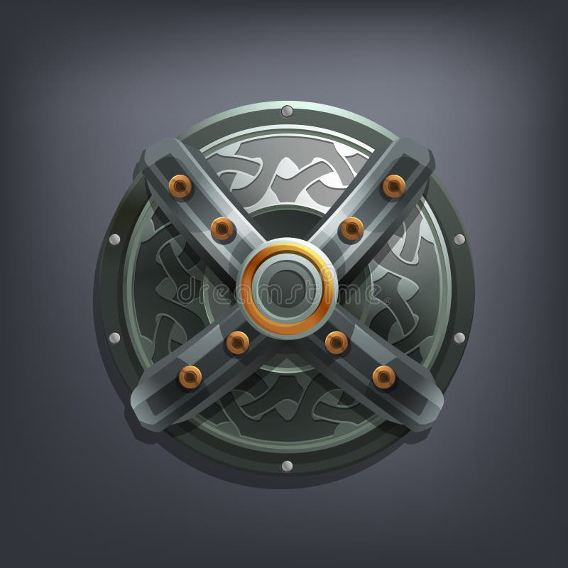 Iron Fantasy Shield for Game or Cards. Stock Vector - Illustration of ...