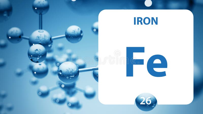 Iron Fe, Chemical Element Sign. 3D Rendering Isolated on White ...