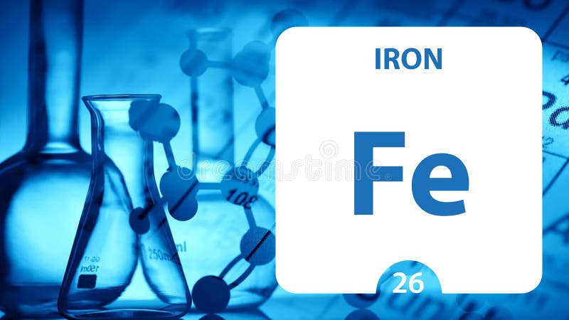 Iron Fe, Chemical Element Sign. 3D Rendering Isolated on White ...