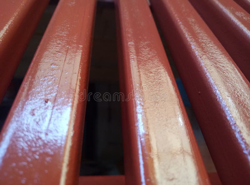 Iron Fence Painted Red. Square Iron Pipe Stock Photo - Image of rust ...