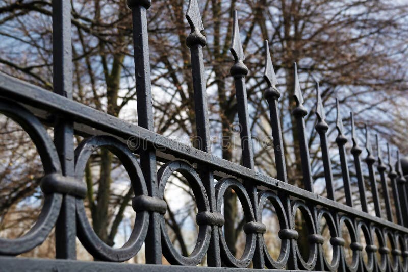 Iron Fence with Sharp Peaks Stock Image - Image of iron, rings: 275150399
