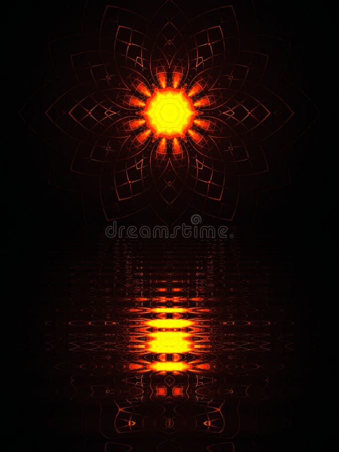 Iron Flower of Maroon Color with a Glow Inside with a Reflection. Stock ...