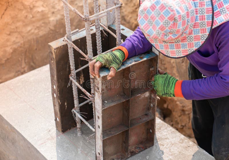 Iron Formwork Assembly on the Foundation for the Building Stock Photo ...