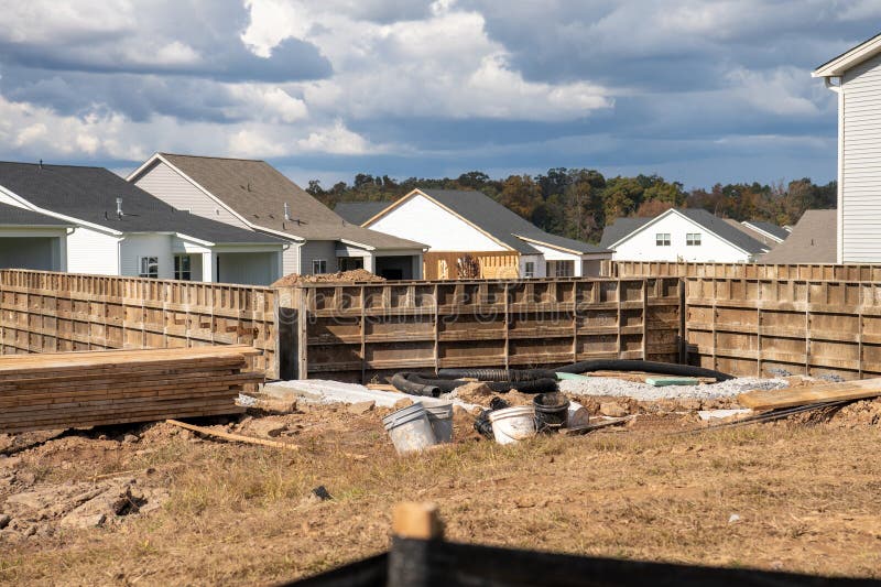 Iron Formwork Foundations House Site Steel Frame Ground New Building ...
