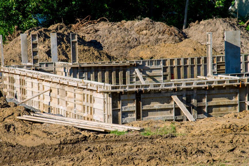 Iron Formwork Foundations House Site Steel Frame Ground New Building ...